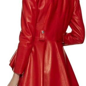 Noori Womens RED Leather Jacket | PEPLUM Asymmetric Biker Leather ...