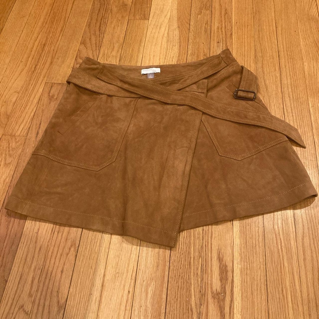 Women's Suede Mini Skirt Leather, WRAP LEATHER SKIRT, Brown Leather ...