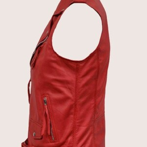 Men's RED Color Handmade Steampunk Leather Vest, Brand New Blood Red ...