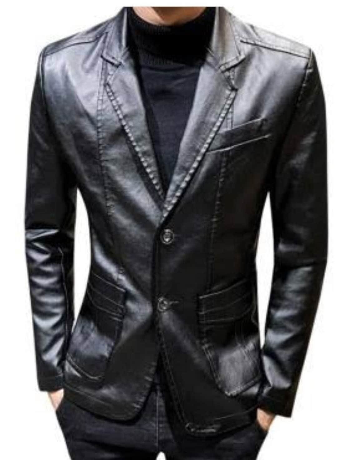 Mens Leather Blazer | BLACK FORMAL Blazer, Western MEETING Party Blazer ...