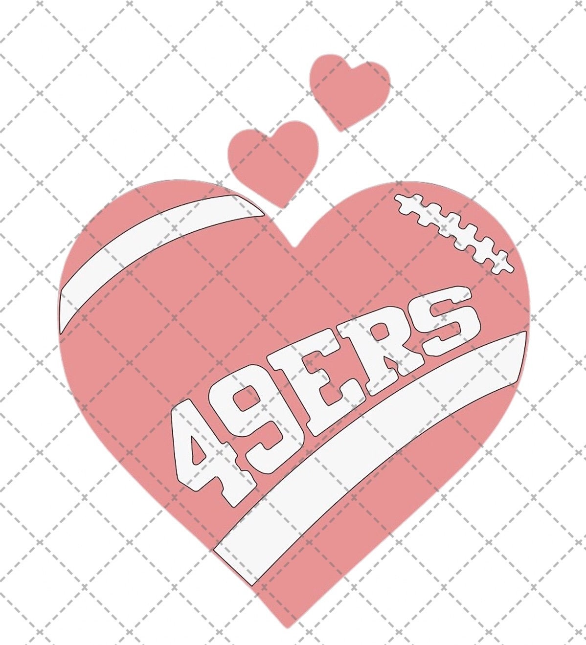 49ers Pink and White Heart Png - Etsy