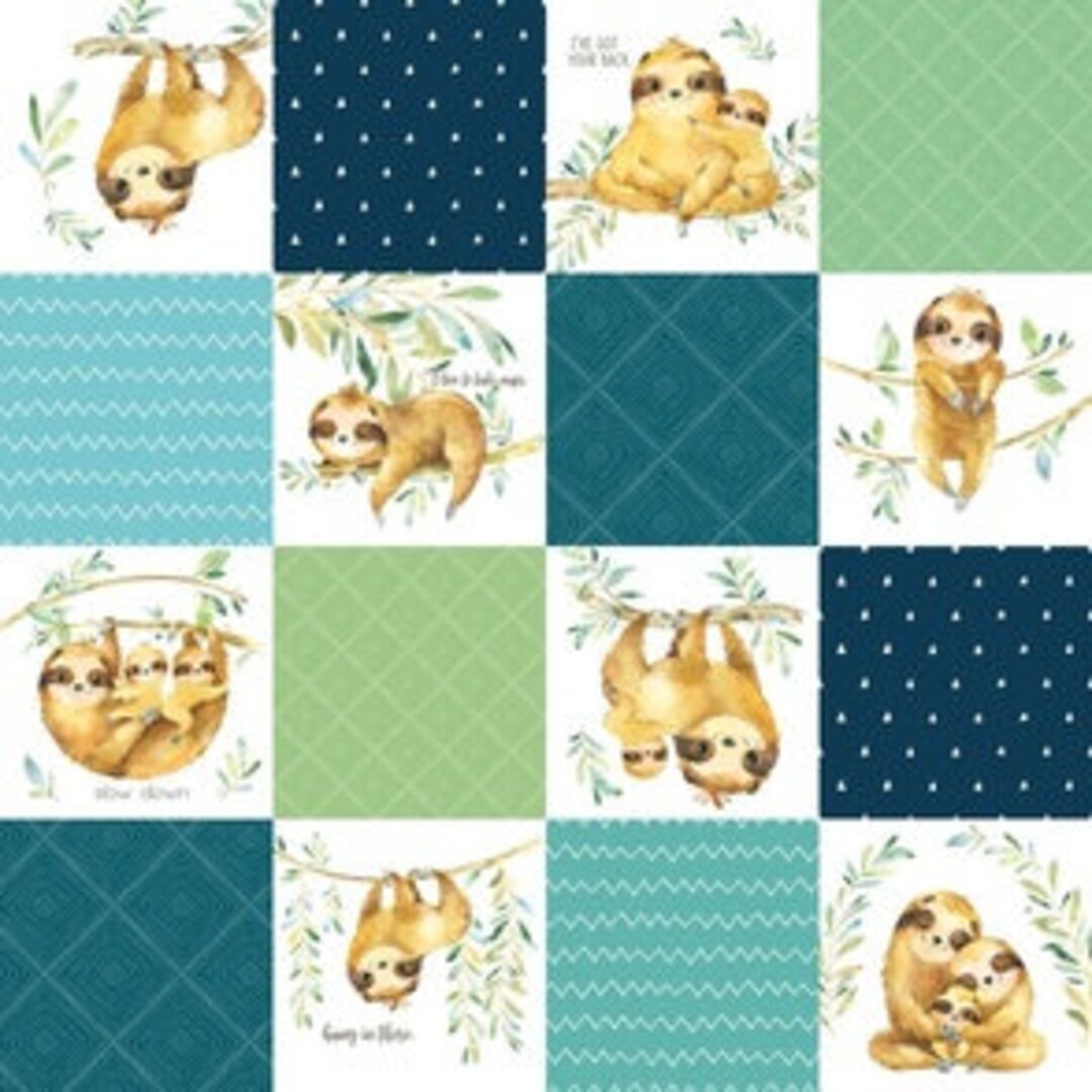 Sloth Minky Fabric by Yard-minky Print Fabric, 54 Wide Fabric, 100 ...