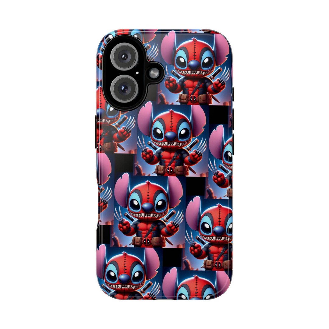 Marvel Deadpool and Stitch Character Tough Phone Case, Funny Cartoon ...