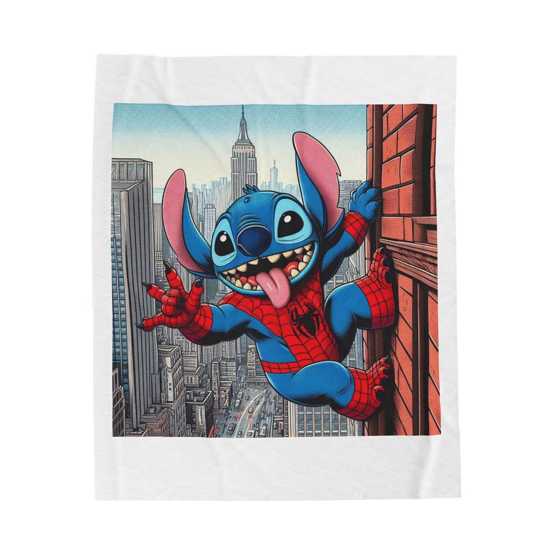 Stitch Spider-man . Heroic Velveteen Plush Blanket, Cozy Throw Blanket ...