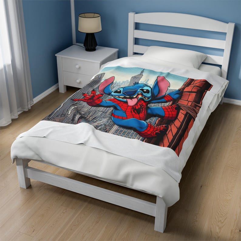 Stitch Spider-man . Heroic Velveteen Plush Blanket, Cozy Throw Blanket ...