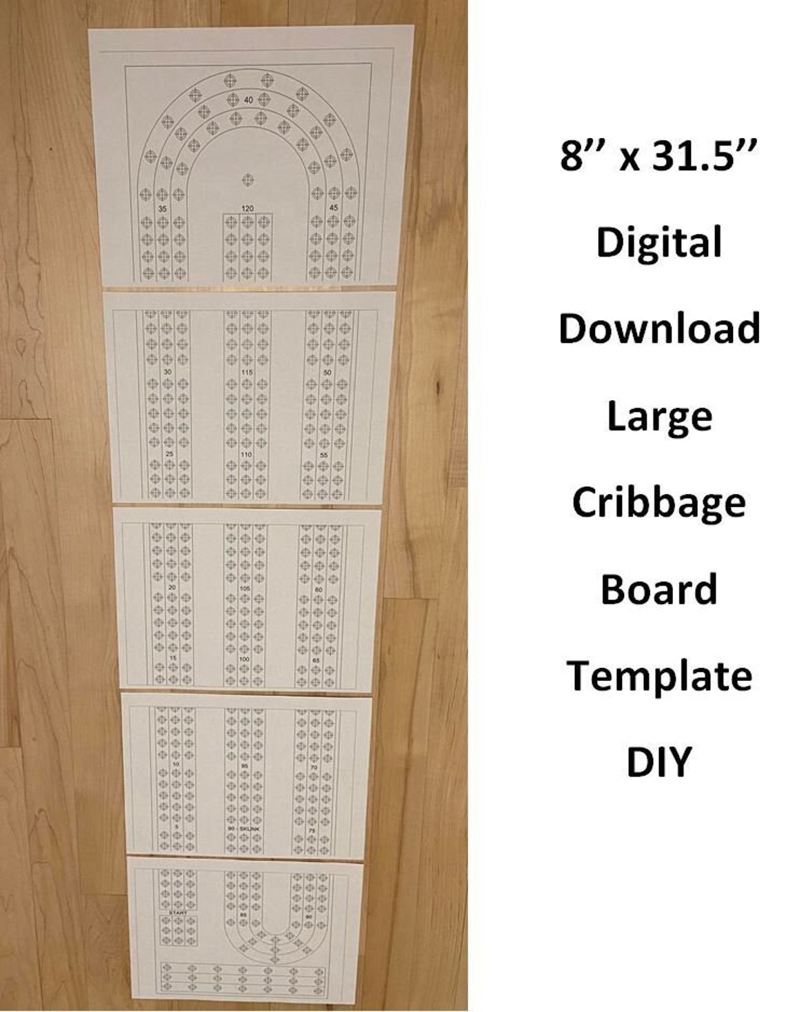 Large Cribbage Board Paper Template DIY - Digital Download - Etsy