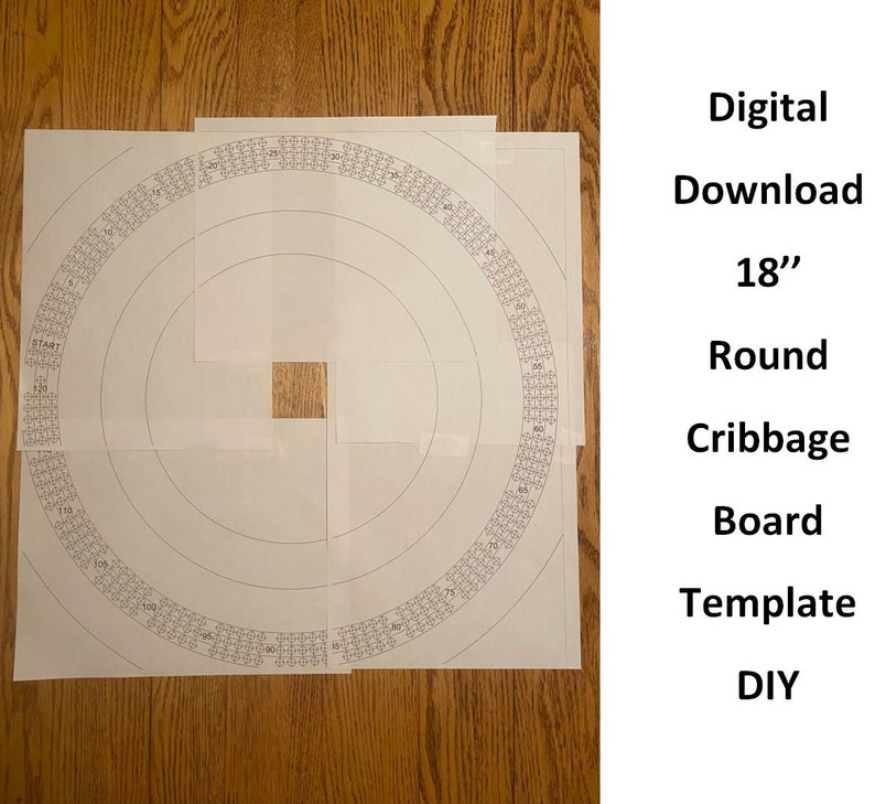 Large 18’’ Round Cribbage Board Paper Template DIY - Etsy