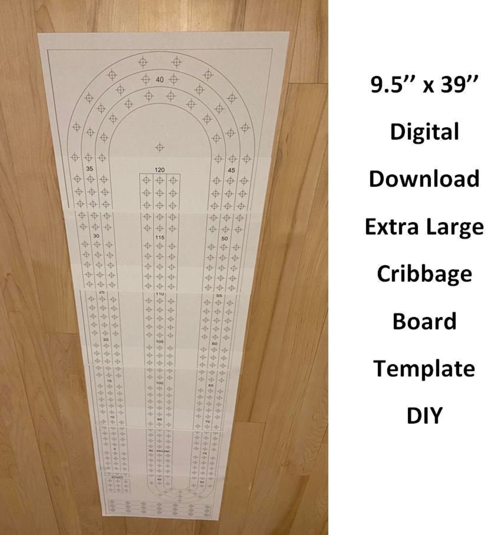 Extra Large Cribbage Board Printable Template DIY - Etsy