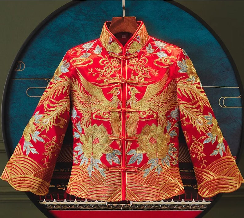 Chinese Embroidery Phoenix Bride Wedding Dress Elegant Cheongsam ...