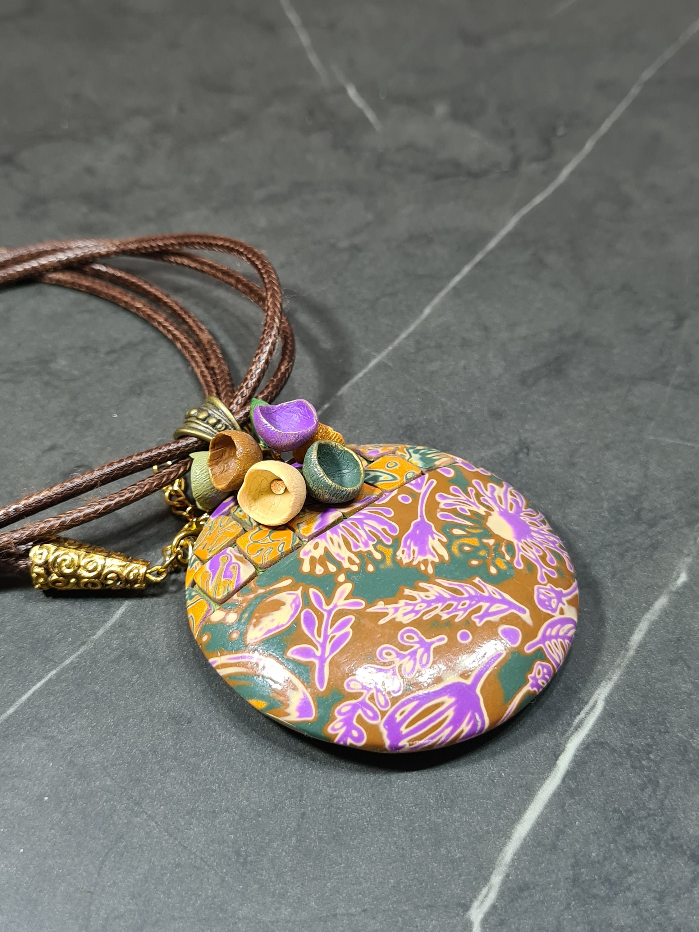 Statement Handmade Colourful Pendant Necklace/boho Jewelry /polymer ...