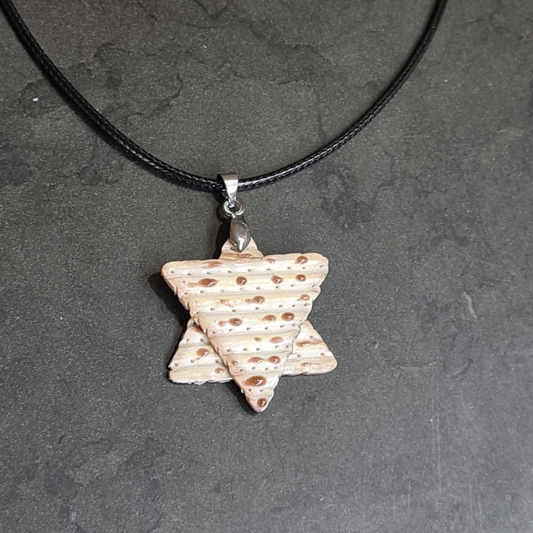 Jewish Star of David Matzah Passover Pendant Necklace, Food Earrings ...