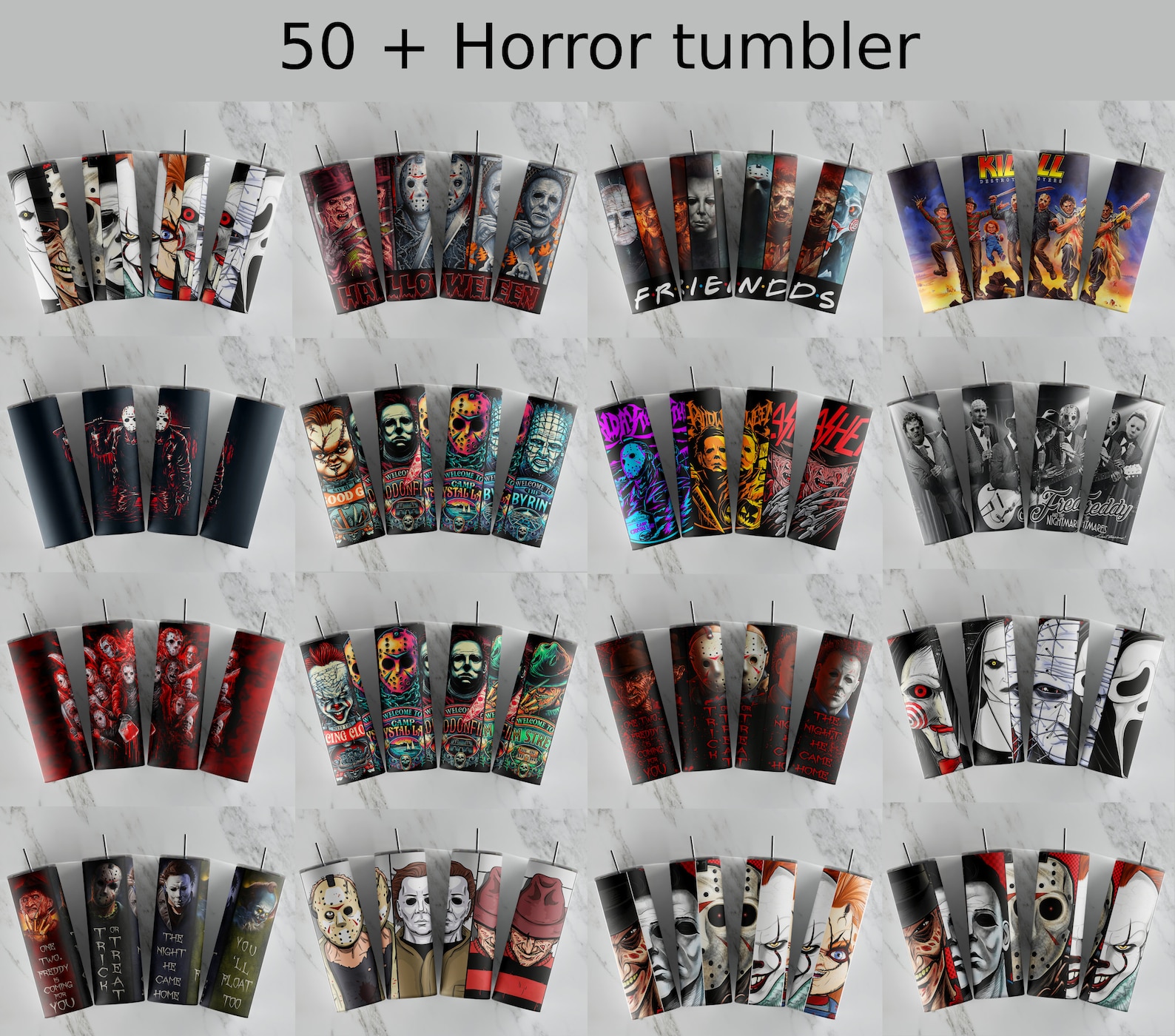 50 Horror Tumbler Wraps for 20 Oz Sublimation Tumbler Bundle - Etsy