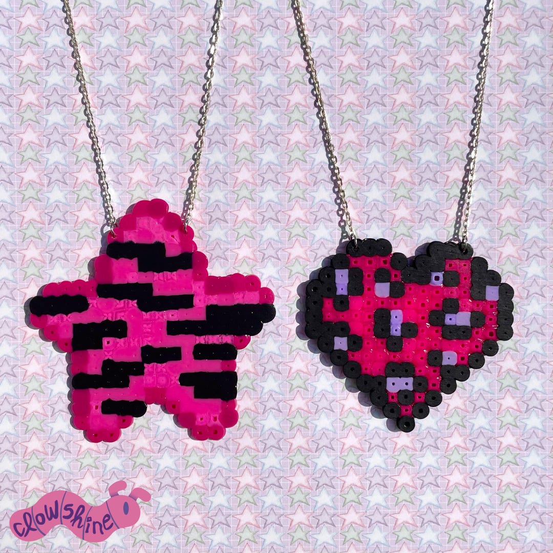 Scenecore Rave Star & Heart Perler Bead Chain Necklaces (18-19 ...
