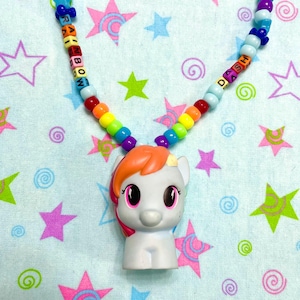Upcycled Mlp My Little Pony G4 Rainbow Dash Kandi Charm Necklace 24