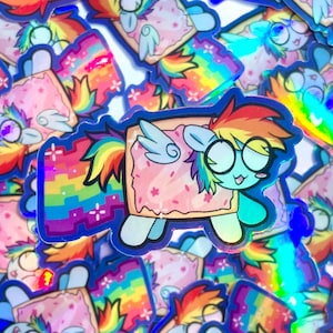 MLP G4 Rainbow Dash Nyan Cat Vinyl Holographic Sticker (3”) - Etsy