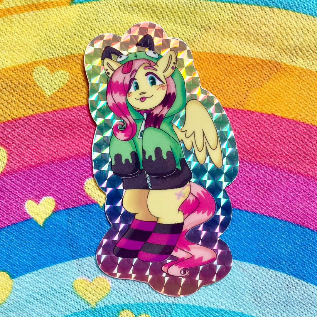 Flutgirshy MLP G4 Fluttershy Gir Hoodie Prismatic Vinyl Sticker 4 - Etsy