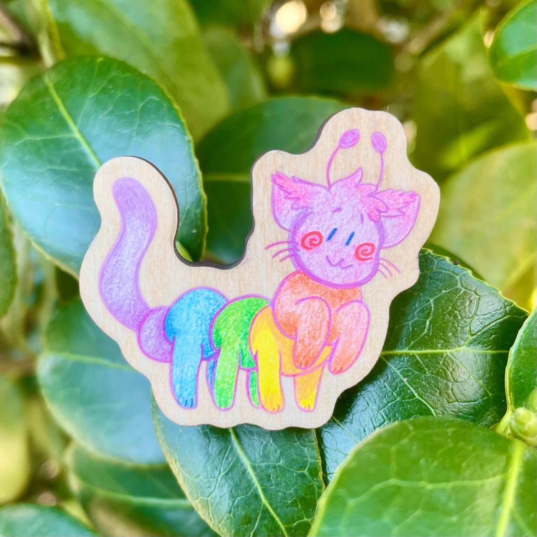 Pastel Rainbow Cat-erpillar Wooden Pin (1.75”) ! - Etsy
