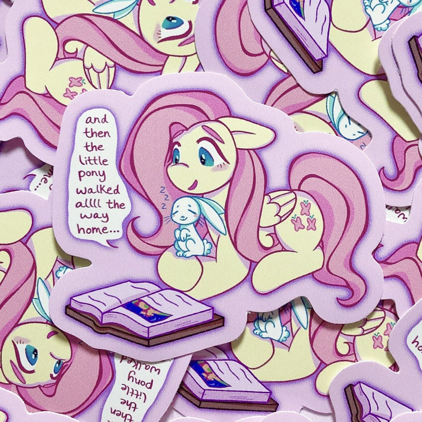 Mlp My Little Pony G4 Fluttershy & Angel Bunny Bedtime Story Sticker ...