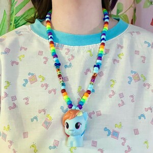 Upcycled Mlp My Little Pony G4 Rainbow Dash Kandi Charm Necklace 24