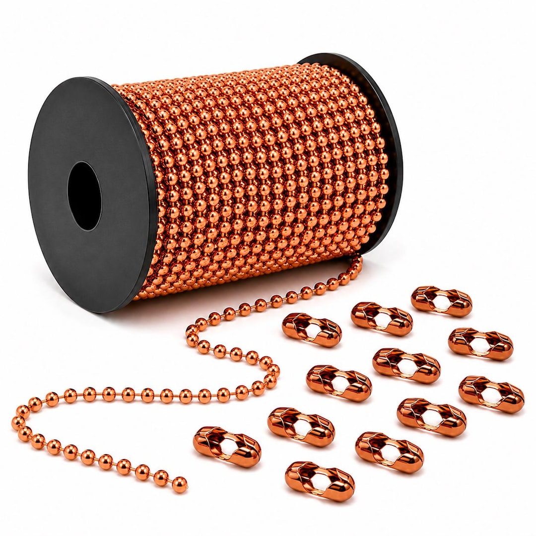 4.5mm Copper Ball Chain #10 Size | Solid Copper Bead Chain Bulk Lengths ...