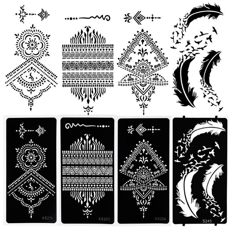 Henna Tattoo Stencils Reusable Self Adhesive Temporary Hand Body Art ...
