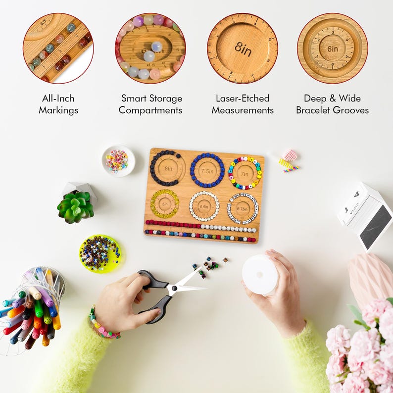 Wooden Board for Jewelry Bracelet Making, Bamboo Bead Design Board for ...