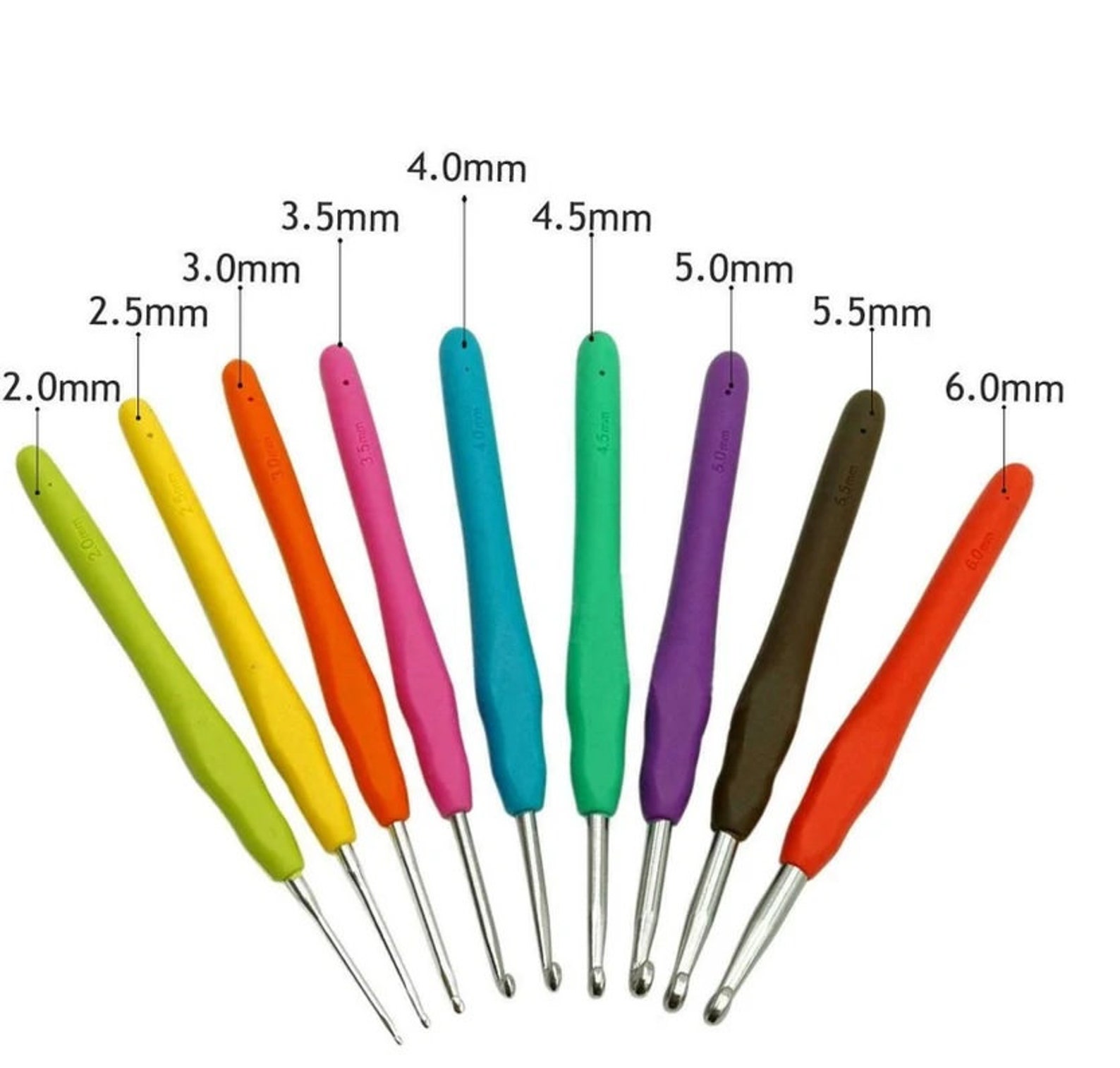 Ergonomic Crochet Hooks, 9pcs, Easy Grip Silicone Rubber Handle Crochet ...