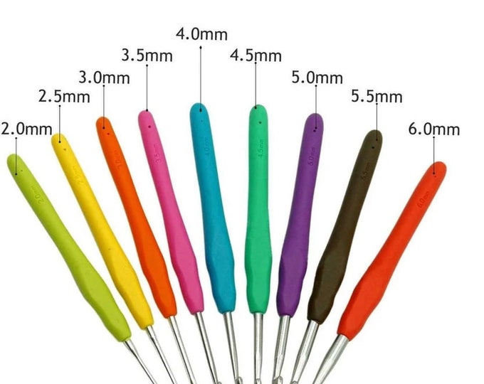 Ergonomic Crochet Hooks, 9pcs, Easy Grip Silicone Rubber Handle Crochet ...
