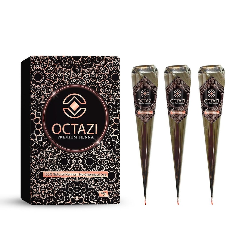 OCTAZI - 100% Natural Herbal Henna Cones Temporary Tattoo Mehandi ...
