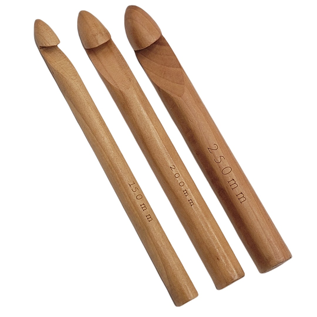 Large Crochet Hooks 15mm 20mm 25mm Wooden Bamboo Crochet Hook Set for ...