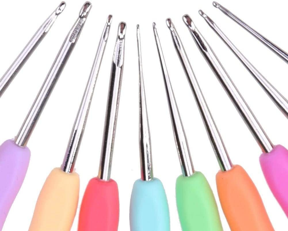 Ergonomic Crochet Hooks, 9pcs, Easy Grip Silicone Rubber Handle Crochet ...