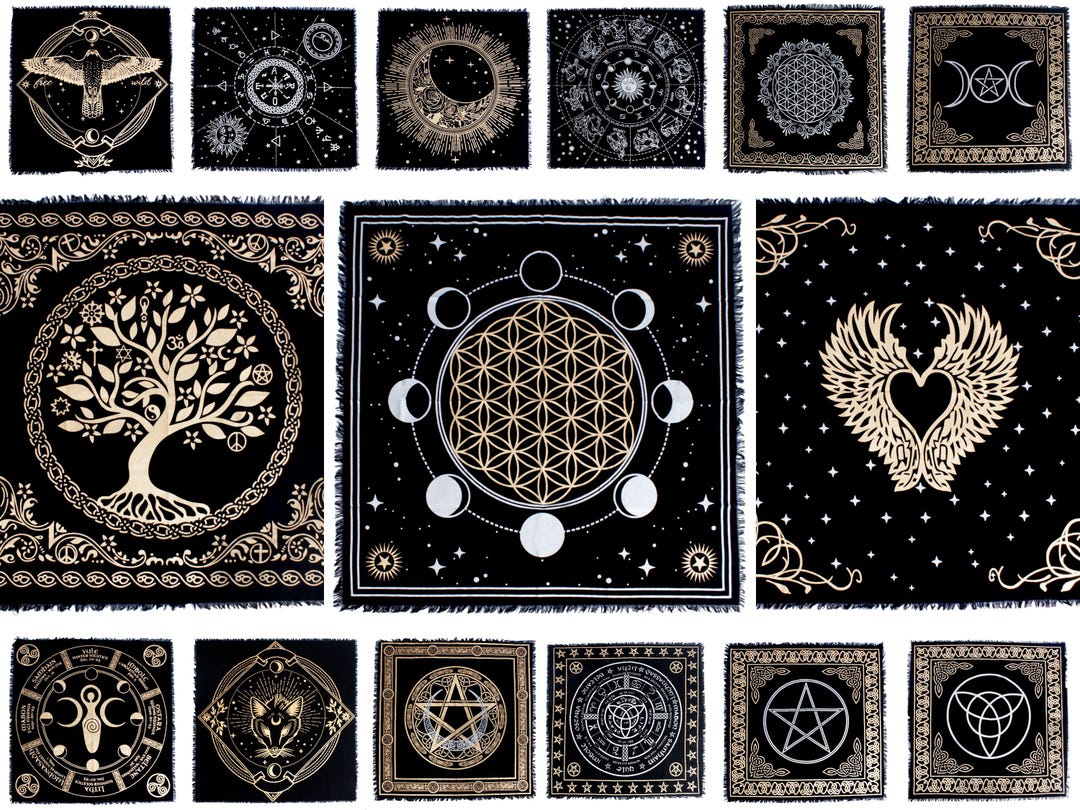 Altar Table Cloth Witchcraft Wiccan Tarot Cloth - Cotton Witch Pagan ...