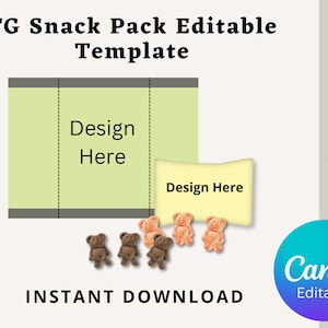 TG Bear Snack Pack Wrapper Template, Canva Editable Template, PDF ...