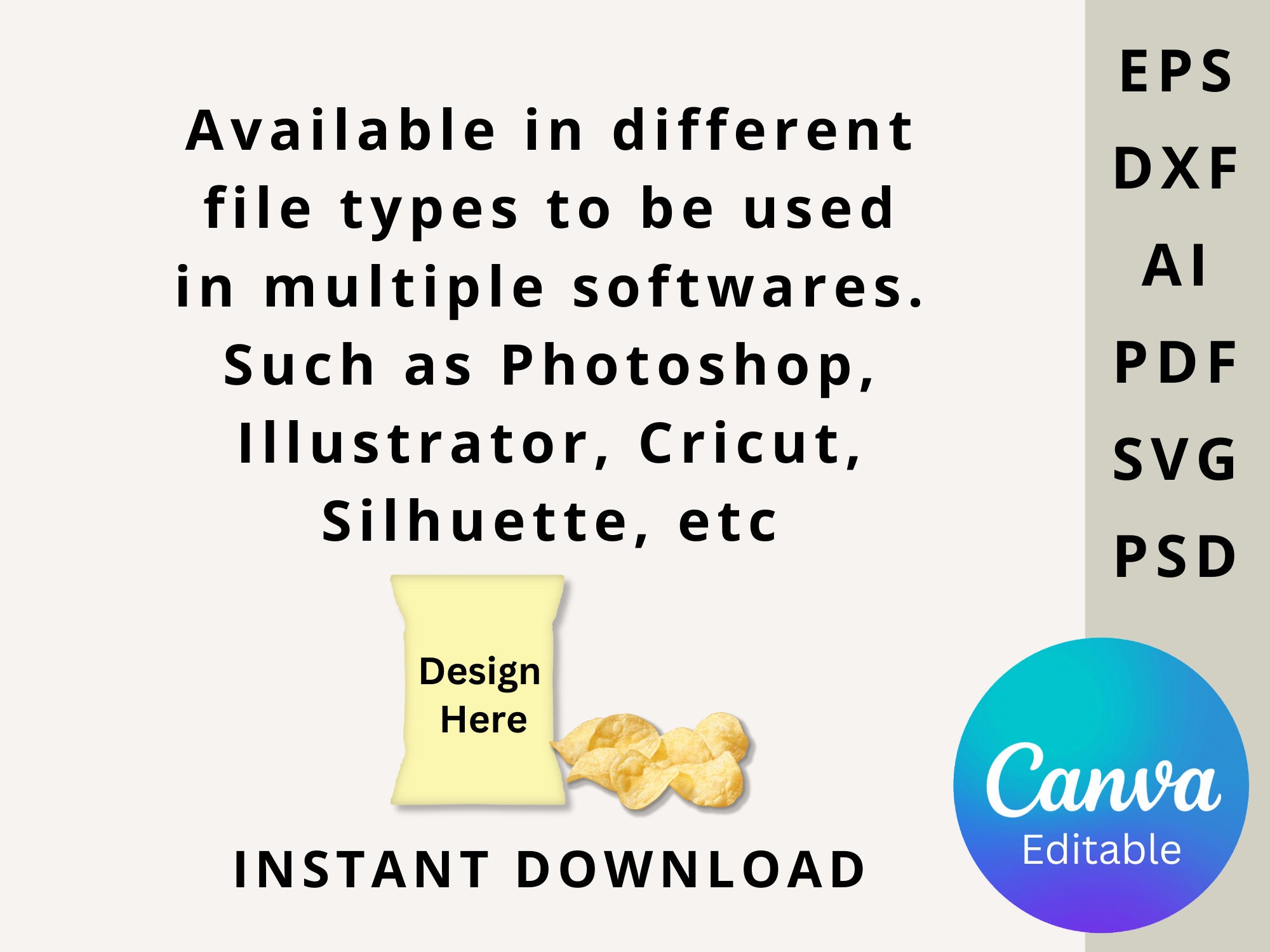 Chips Bag Template 1 Oz, Chips Bag Label, Template for Silhouette ...