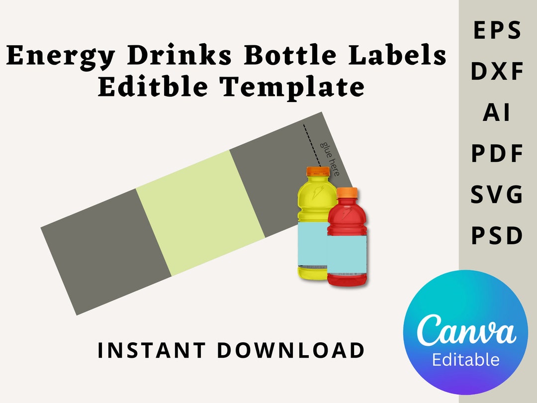 Sports Drink Label Template, G-sports Drink Bottle Label, Editable ...