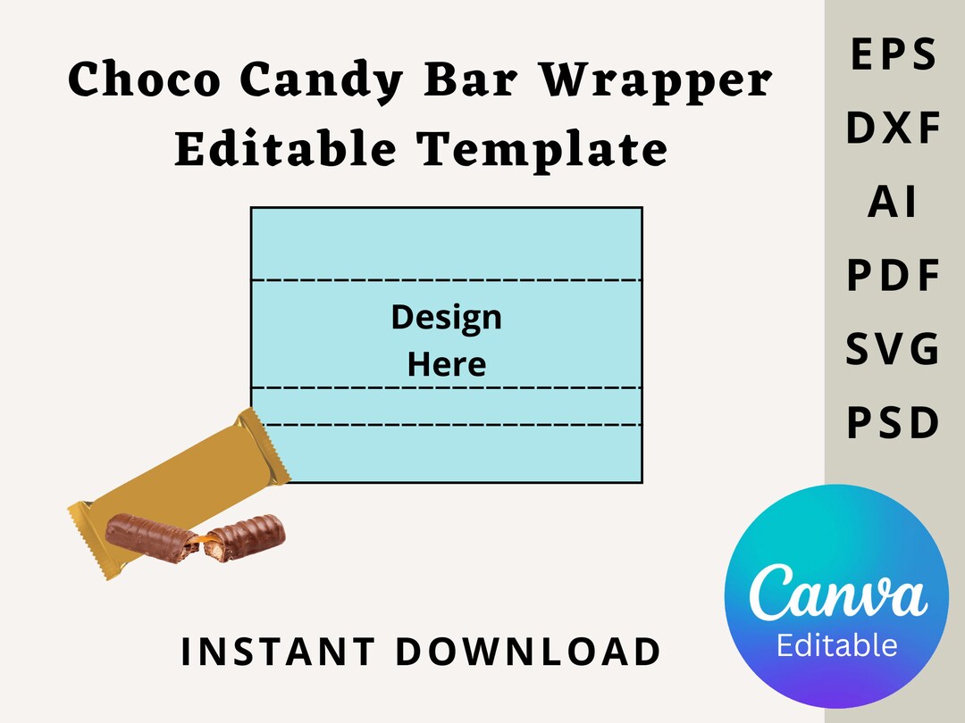 Choco Candy Bar Editable Wrapper Template, DIY, Editable Abel, Party ...