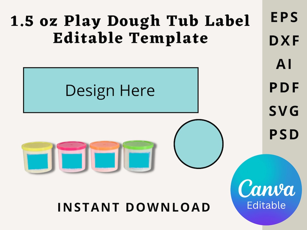Play Dough 1.5 Oz Container Label Editable Template, SVG and PNG Files ...