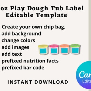 Play Dough 1.5 Oz Container Label Editable Template, SVG and PNG Files ...