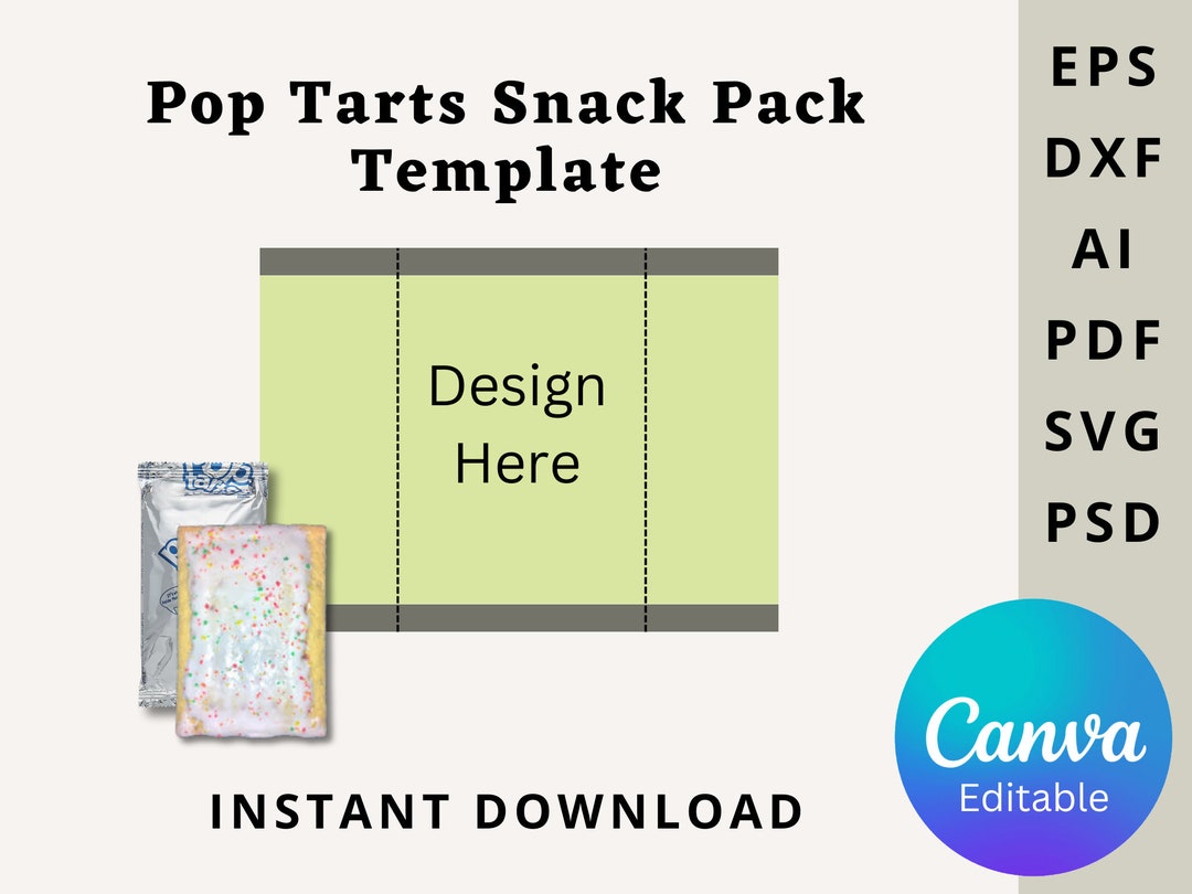 Toaster Pop Tarts Template, Tarts Label Template for Cricut, Party ...