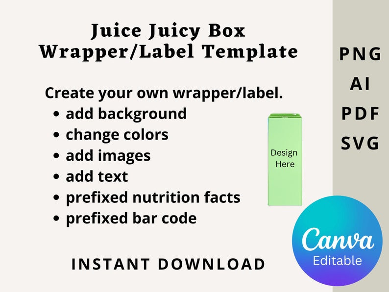 Juice Juicy Box Editable Label Template, DIY, Editable Label, Party ...