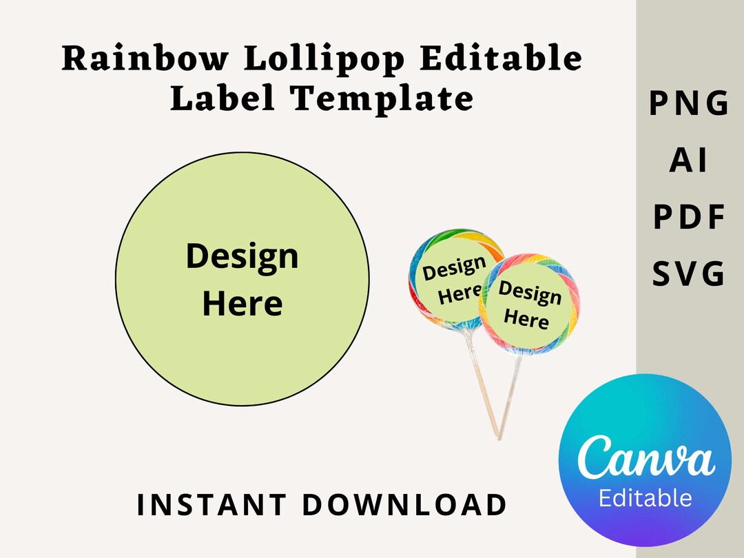 Lollipop Label Template, 5 Oz Rainbow Lollipop Label Template for ...