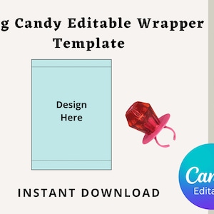 Ring Candy Lollipop Wrapper Template, DIY, Editable Label, Party Goody ...