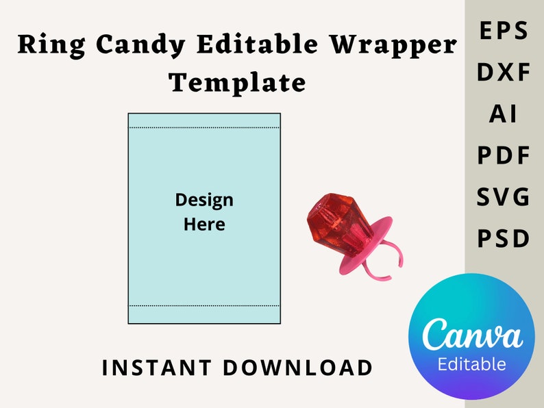Ring Candy Lollipop Wrapper Template, DIY, Editable Label, Party Goody ...