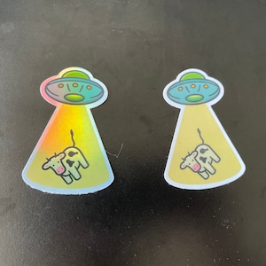 Cow UFO Funny Sticker Custom UFO Glossy Vinyl Decal Sarcasm Humor for ...