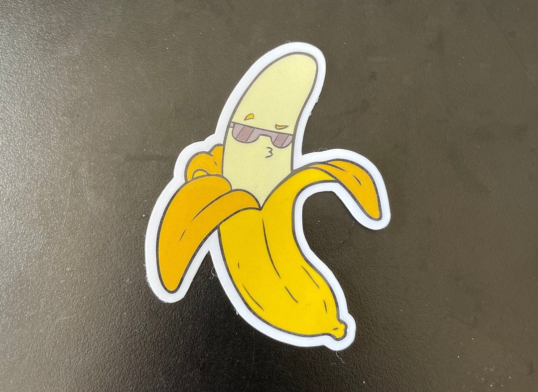 Cartoon Banana With Shades Sticker, Funny Meme Water Resistant Fruit ...