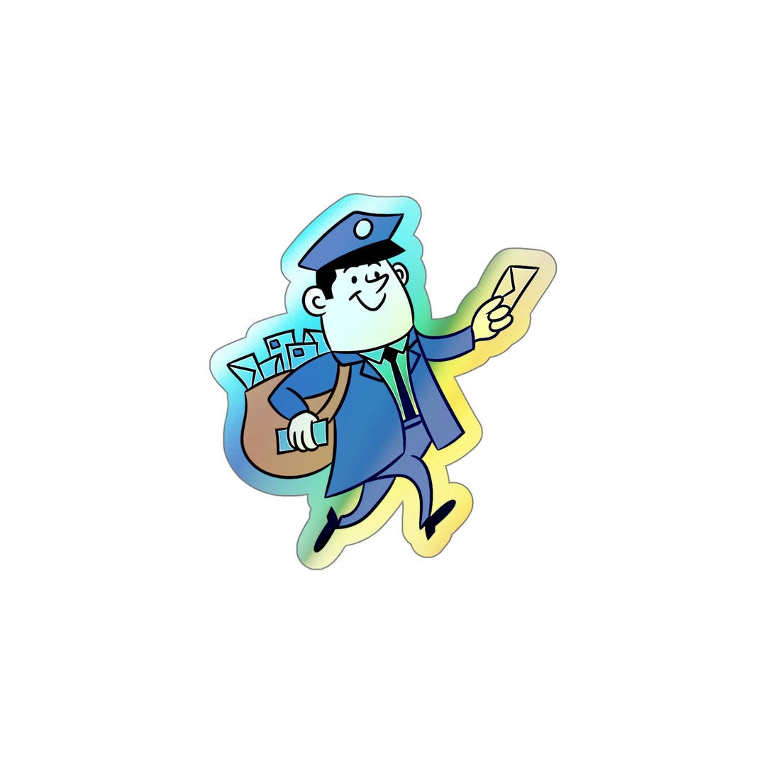 Holographic Mailman Delivery Man USPS Sticker Cute Postal - Etsy