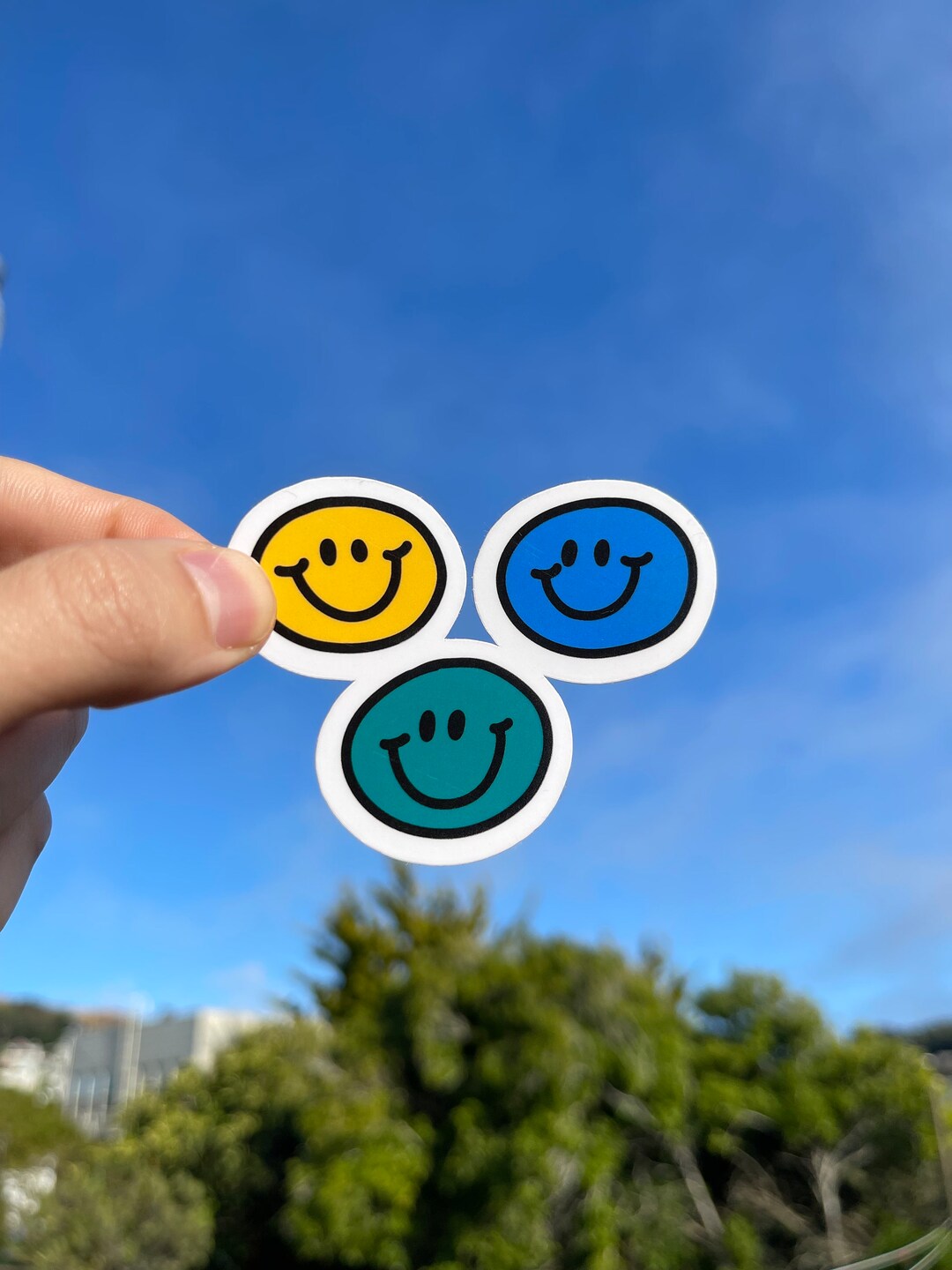 Colorful Smiley Face Sticker Trio Fun, Happy Decals for Laptop ...