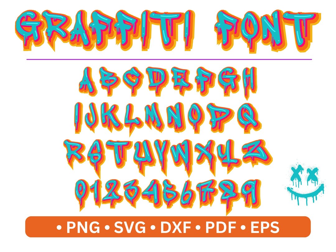 Graffiti Font SVG Street Inspired Clipart Bubble Letter Font Alphabet ...