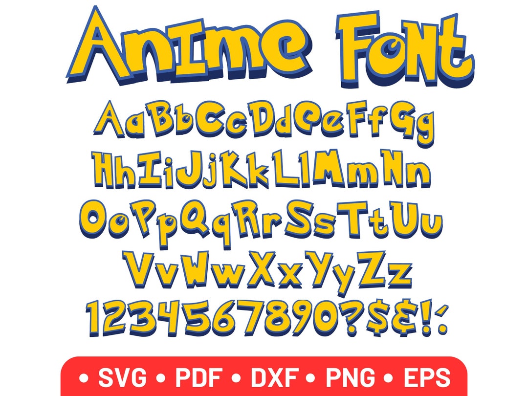 Anime Font SVG TV Inspired Clipart Birthday Party Font Cartoon Alphabet ...