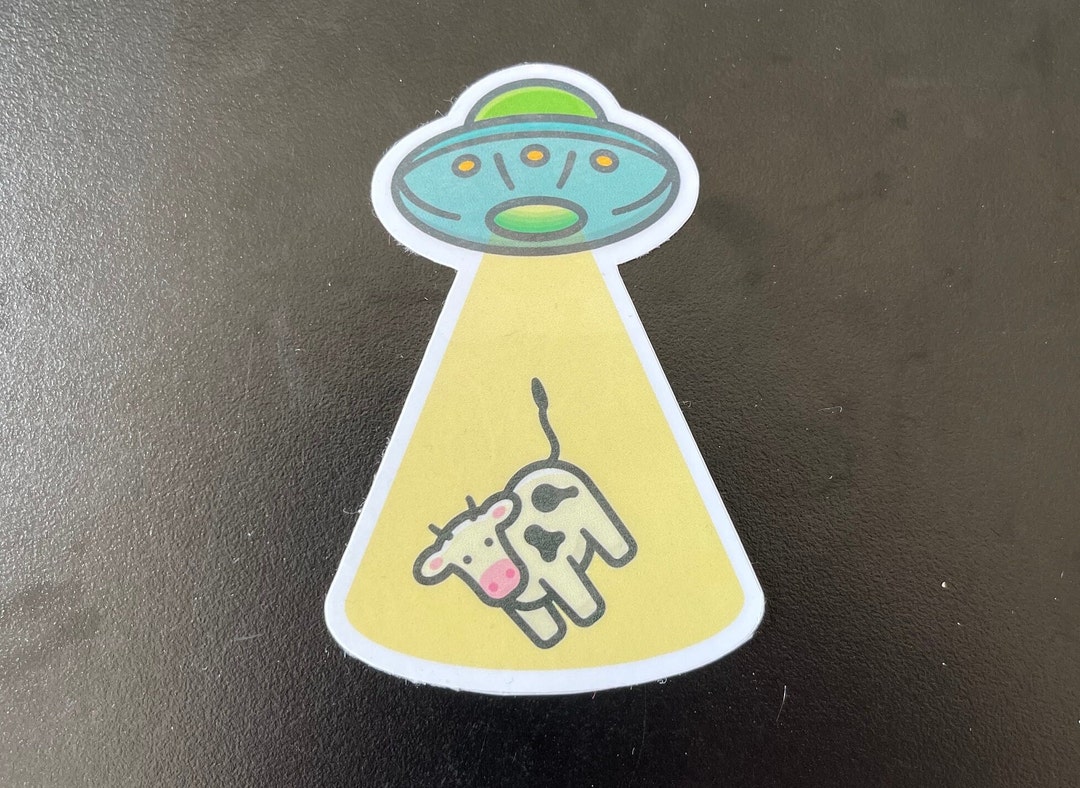 Cow UFO Funny Sticker Custom UFO Glossy Vinyl Decal Sarcasm Humor for ...